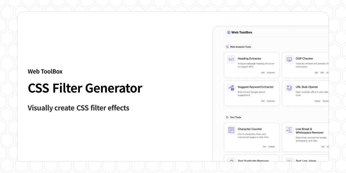 CSS Filter Generator - Create Filter Effects Tool | Web ToolBox