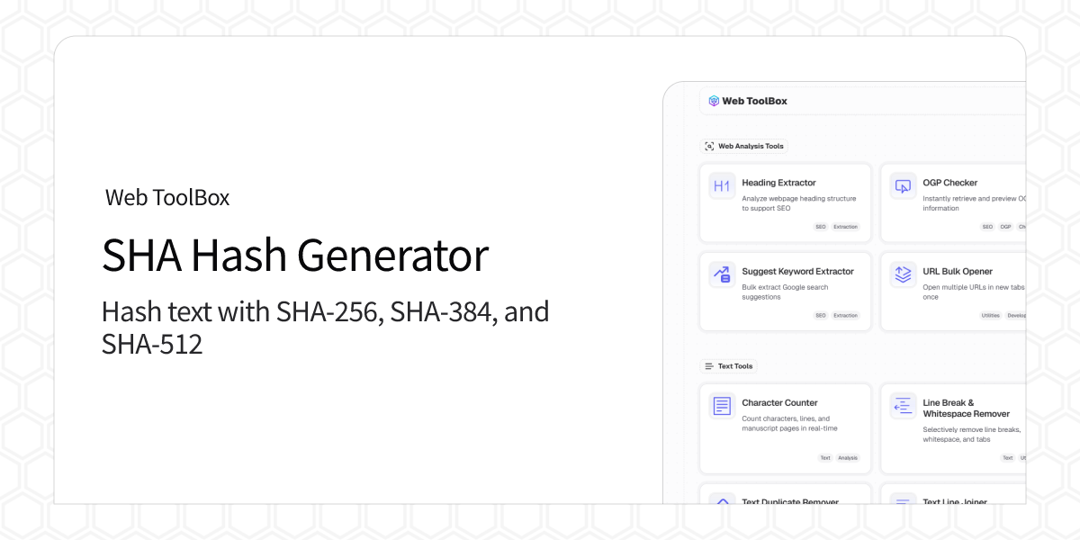 SHA Hash Generator - Hash text with SHA-256, SHA-384, and SHA-512 | Web ...
